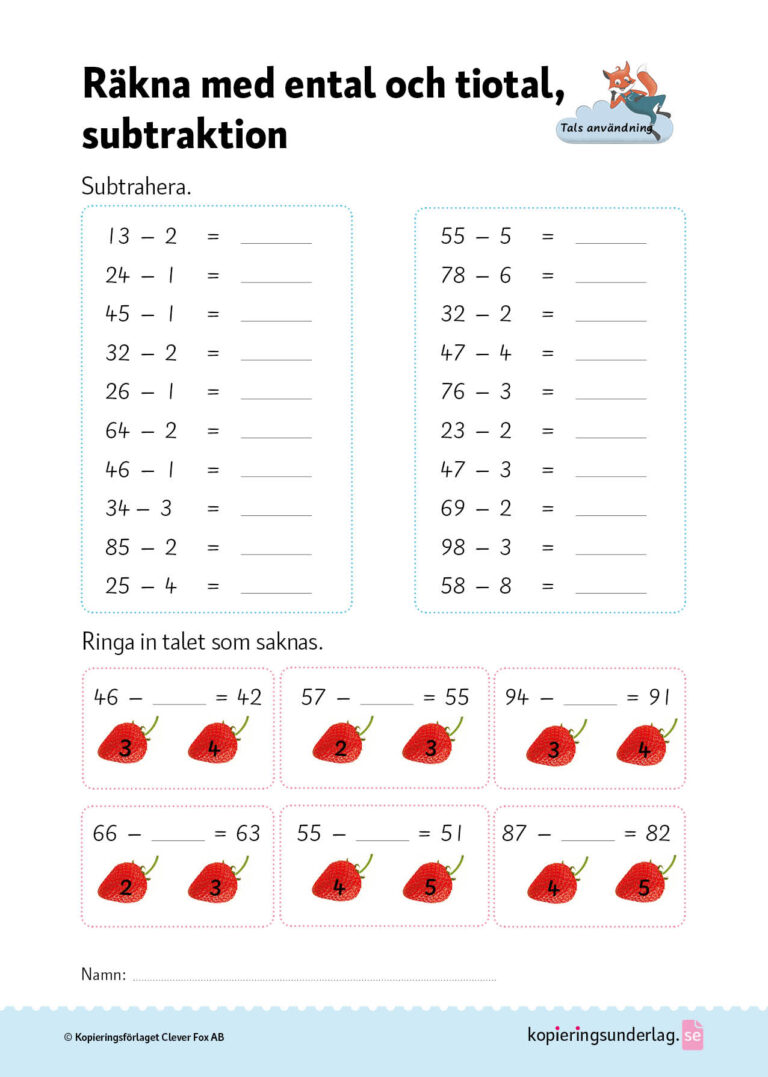 Addition och subtraktion åk 1–3
